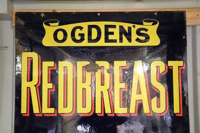 Antique Ogdens Redbreast Flake Enamel Sign | XXXX Antique Complex